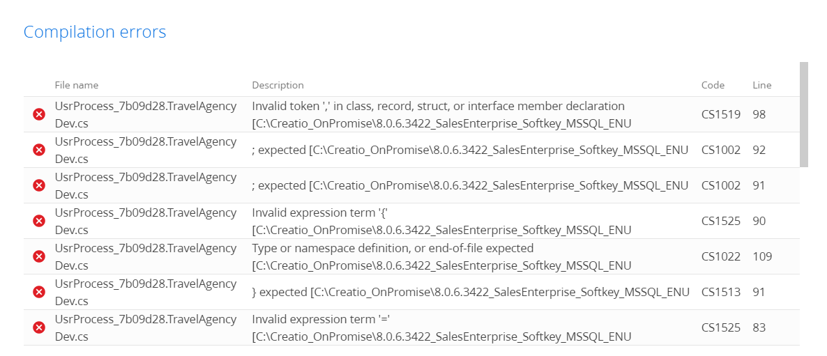 Error in Business Process | Community Creatio